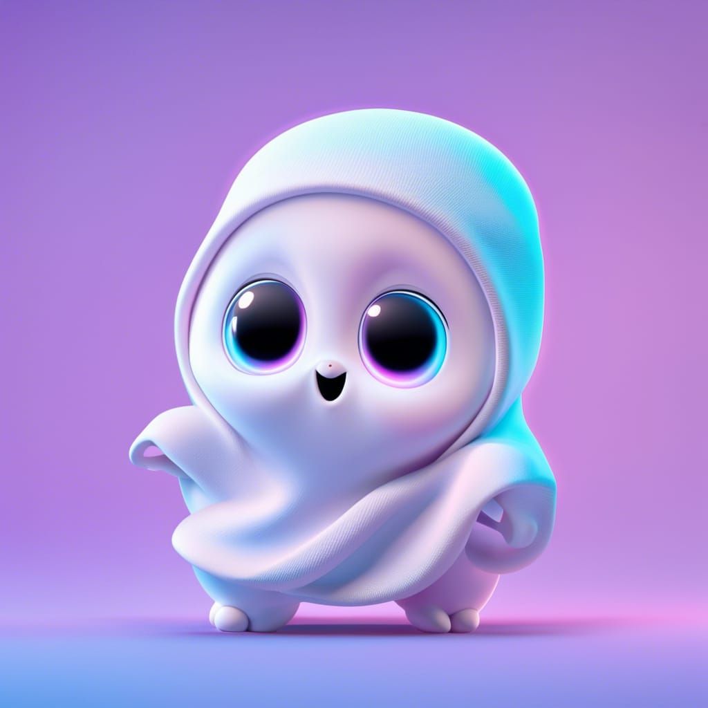 The cutest little baby ghost with big eyes wearing a cute little onesie ...