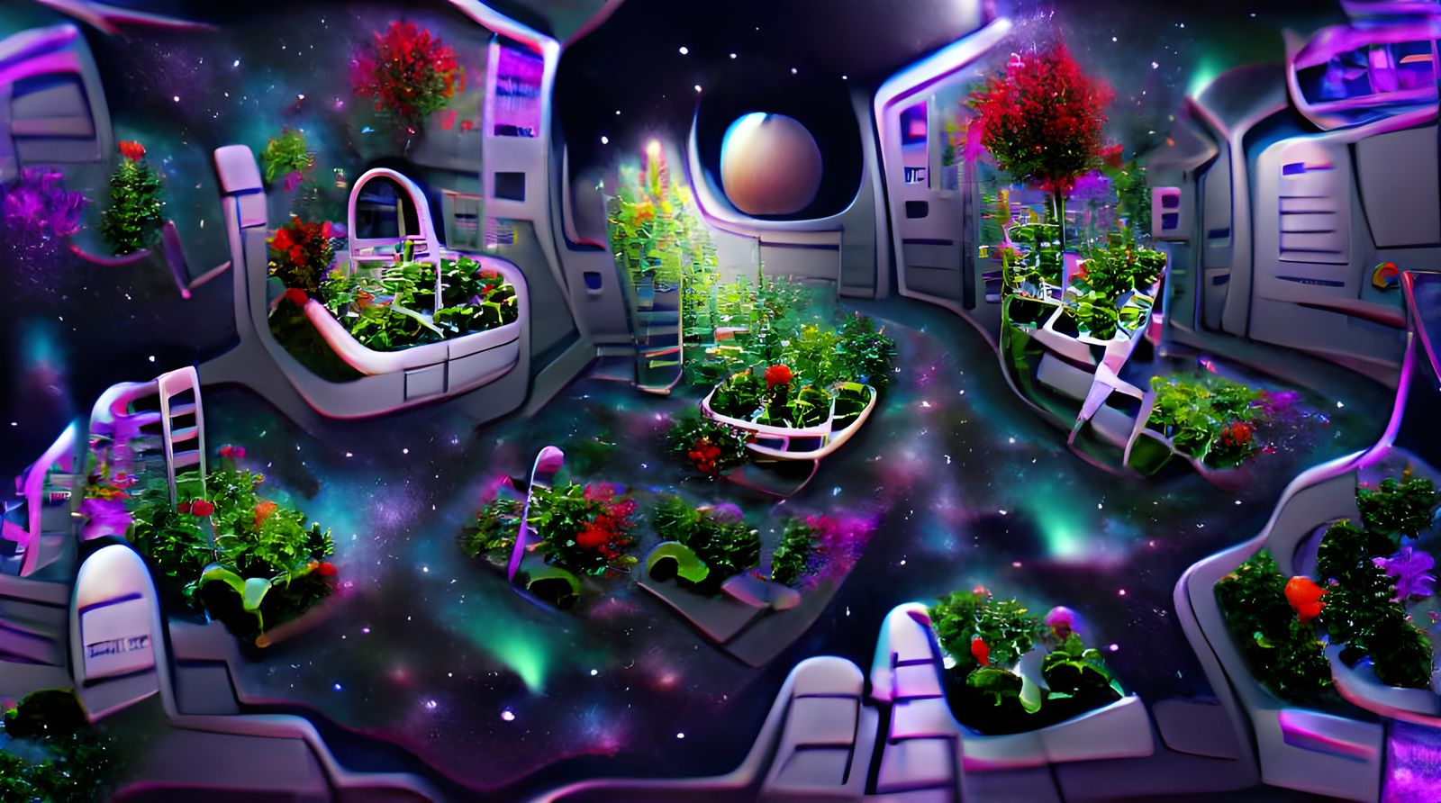 Garden in space - AI Generated Artwork - NightCafe Creator