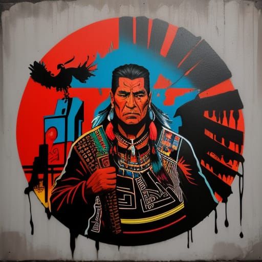 Ojibwe native - Ojibwe Warrior Holding the Earth in a Vibran...