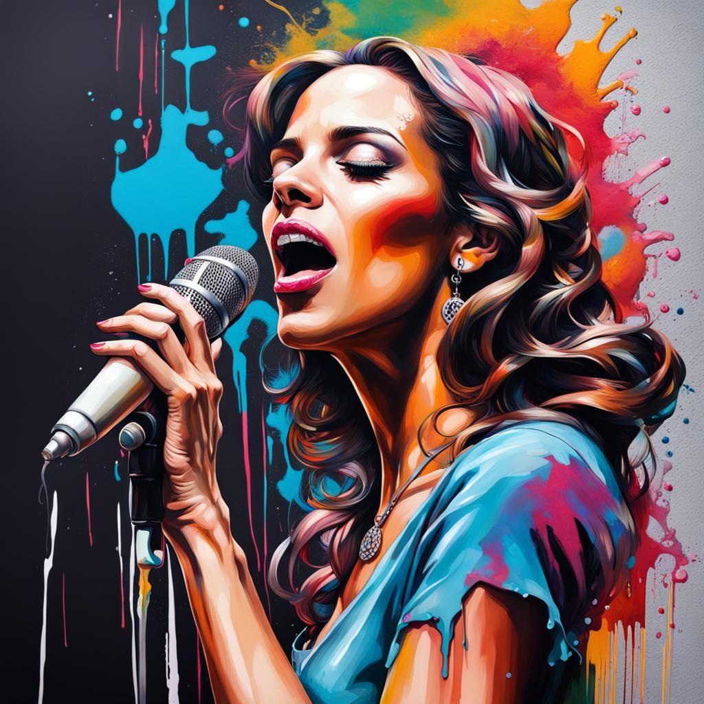 lady del ray singing portrait - AI Generated Artwork - NightCafe Creator