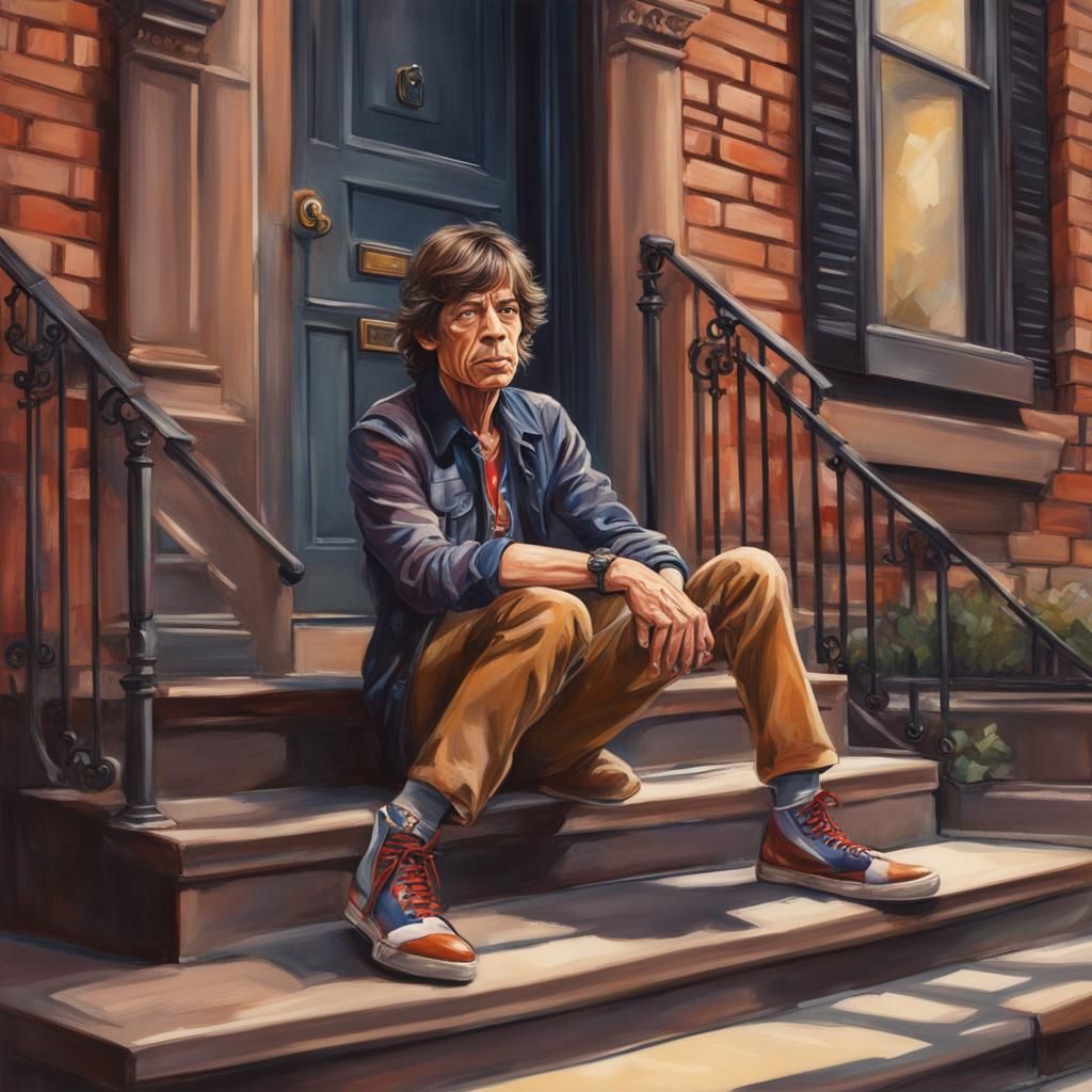 I'm just waiting on a friend; Rolling Stones ((Mick Jagger sitting on a ...