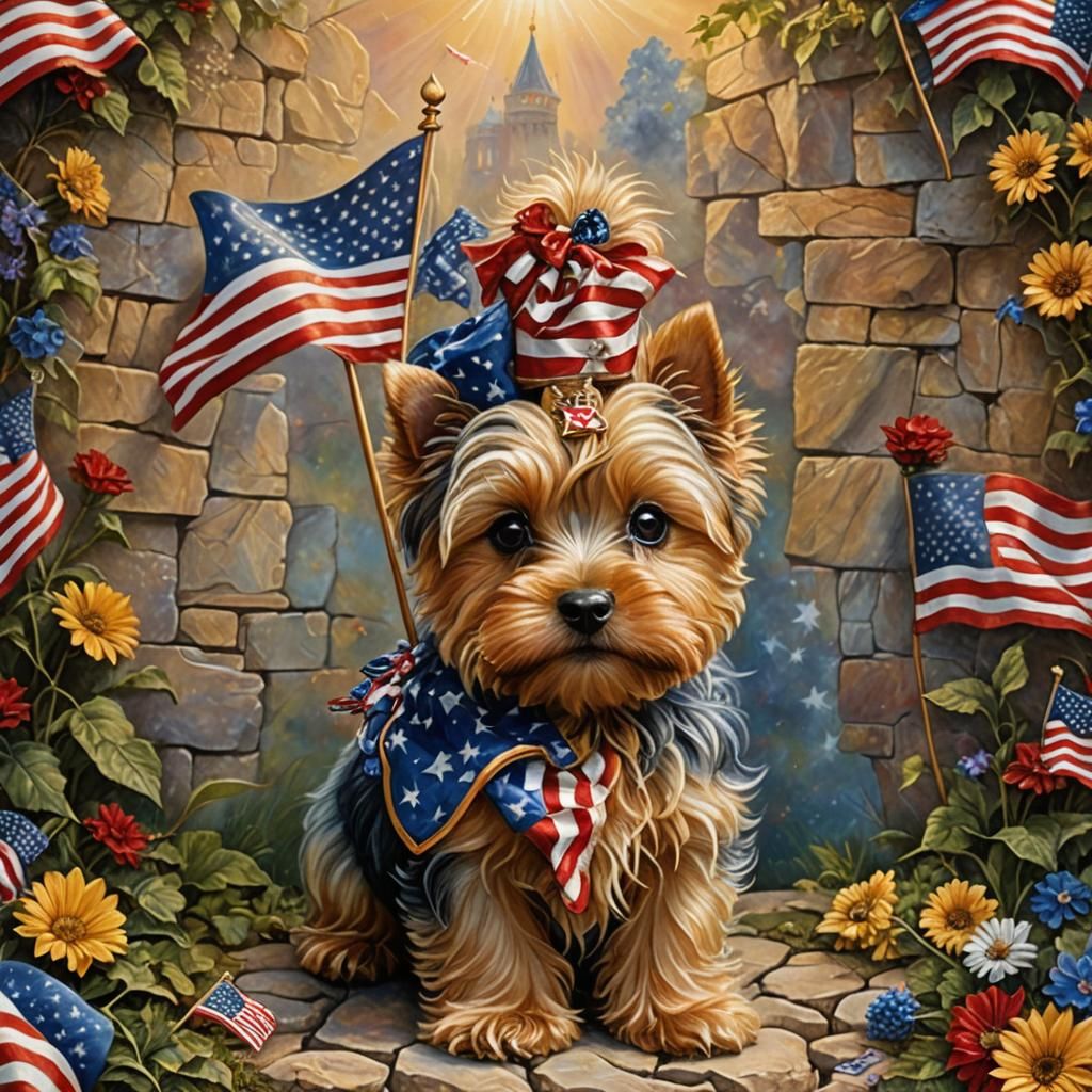 Patriotic Yorkie 2 - AI Generated Artwork - NightCafe Creator