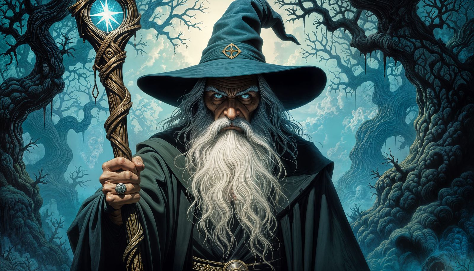 Fantasy Wizard Portrait in Frazetta Style - AI Art