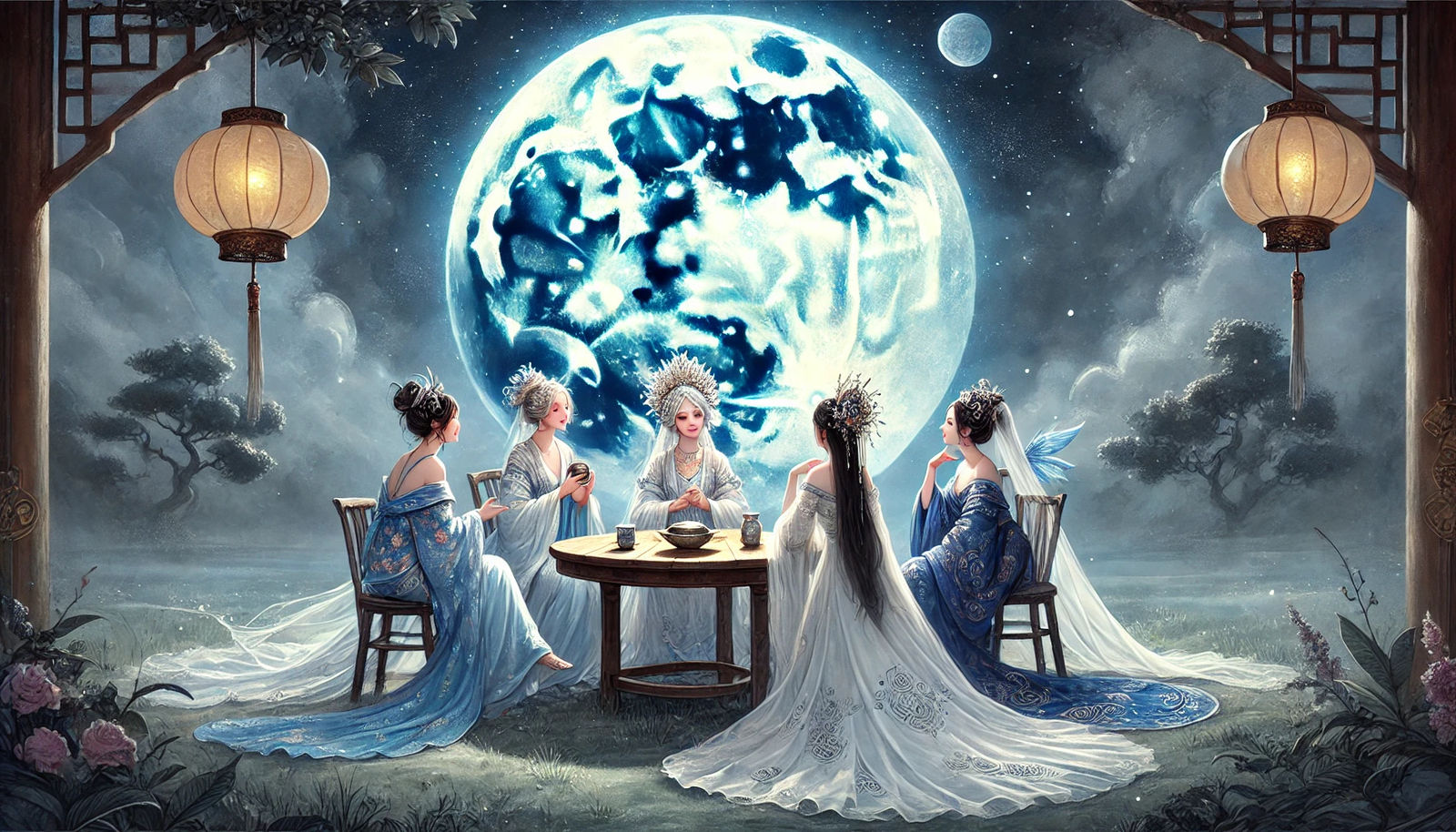 Moon Goddess Meeting - AI Generated Artwork - NightCafe Creator