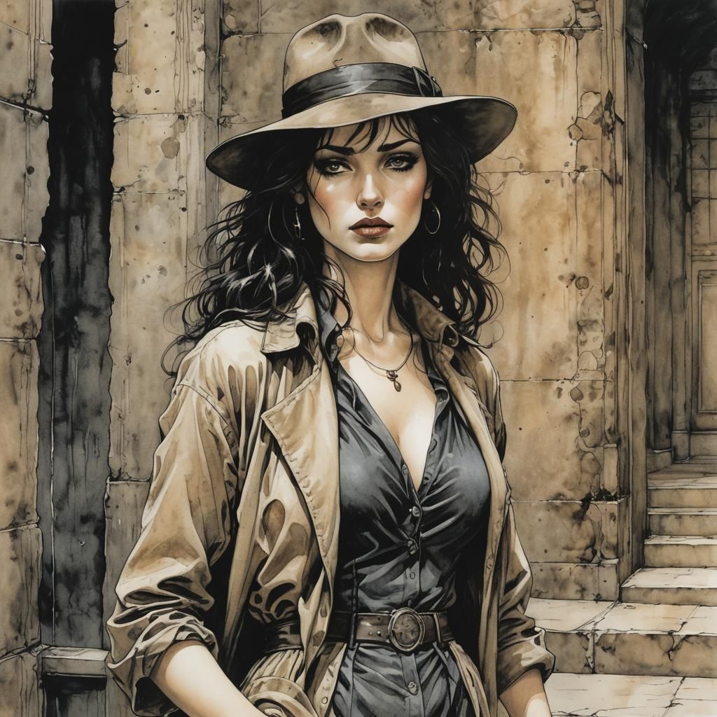 Comic Noir Expressionism book investigator abstract Milo Manara Luis Royo - AI Generated Artwork ...