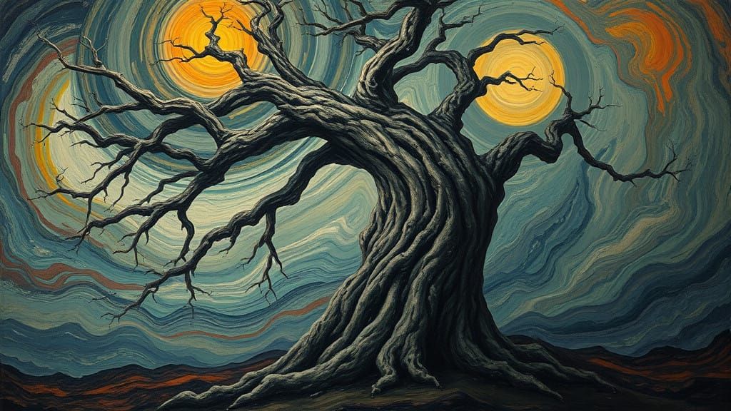 Timeless Tree in a Dreamlike Landscape - AI Art