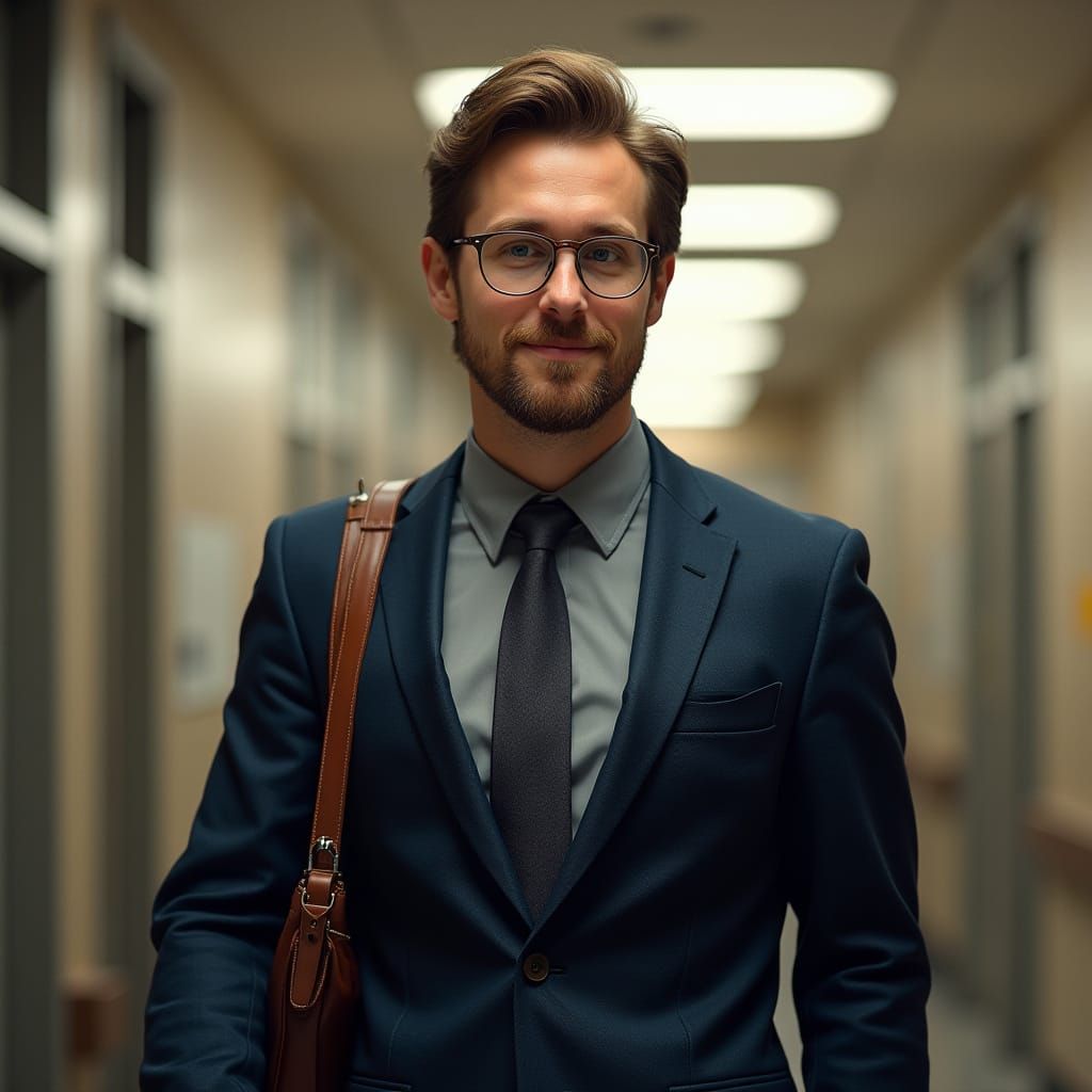 Portrait of a Kind Educator in a Modern Public Sch... - AI Art