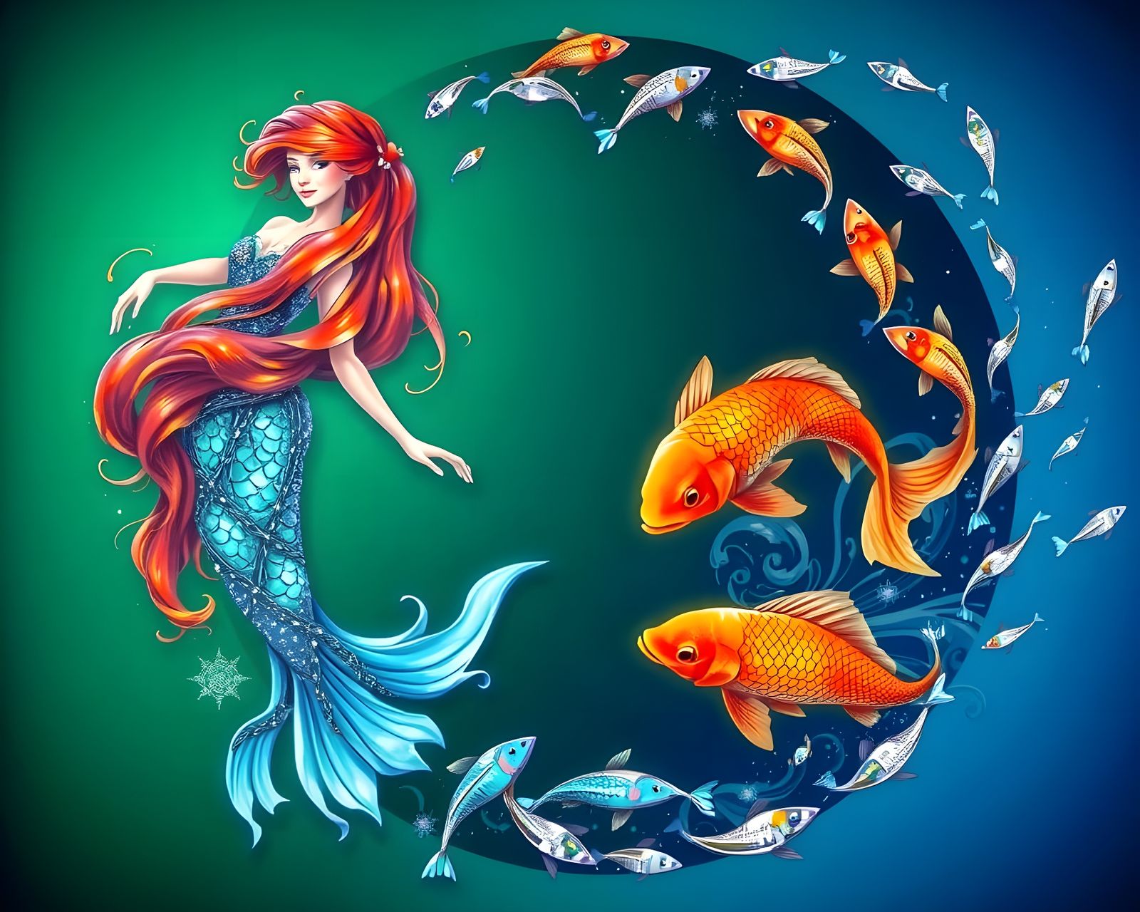 Mermaid magnifies Pisces Zodiac duality of fantasy and reality