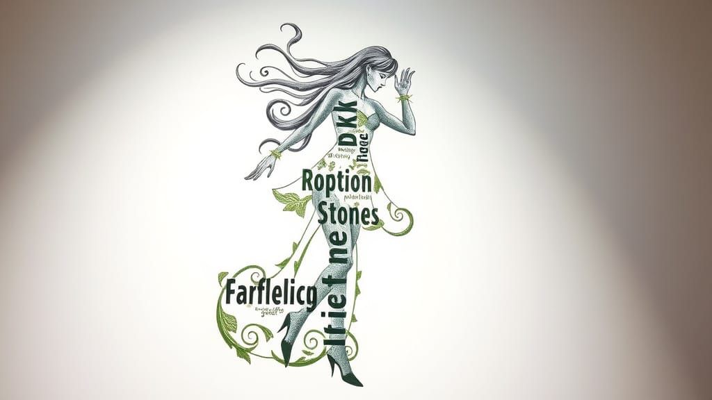 a Gaussian-smoothed pseudoscopic projection of a calligram with shadow, a 2.5D embossed black-on ...