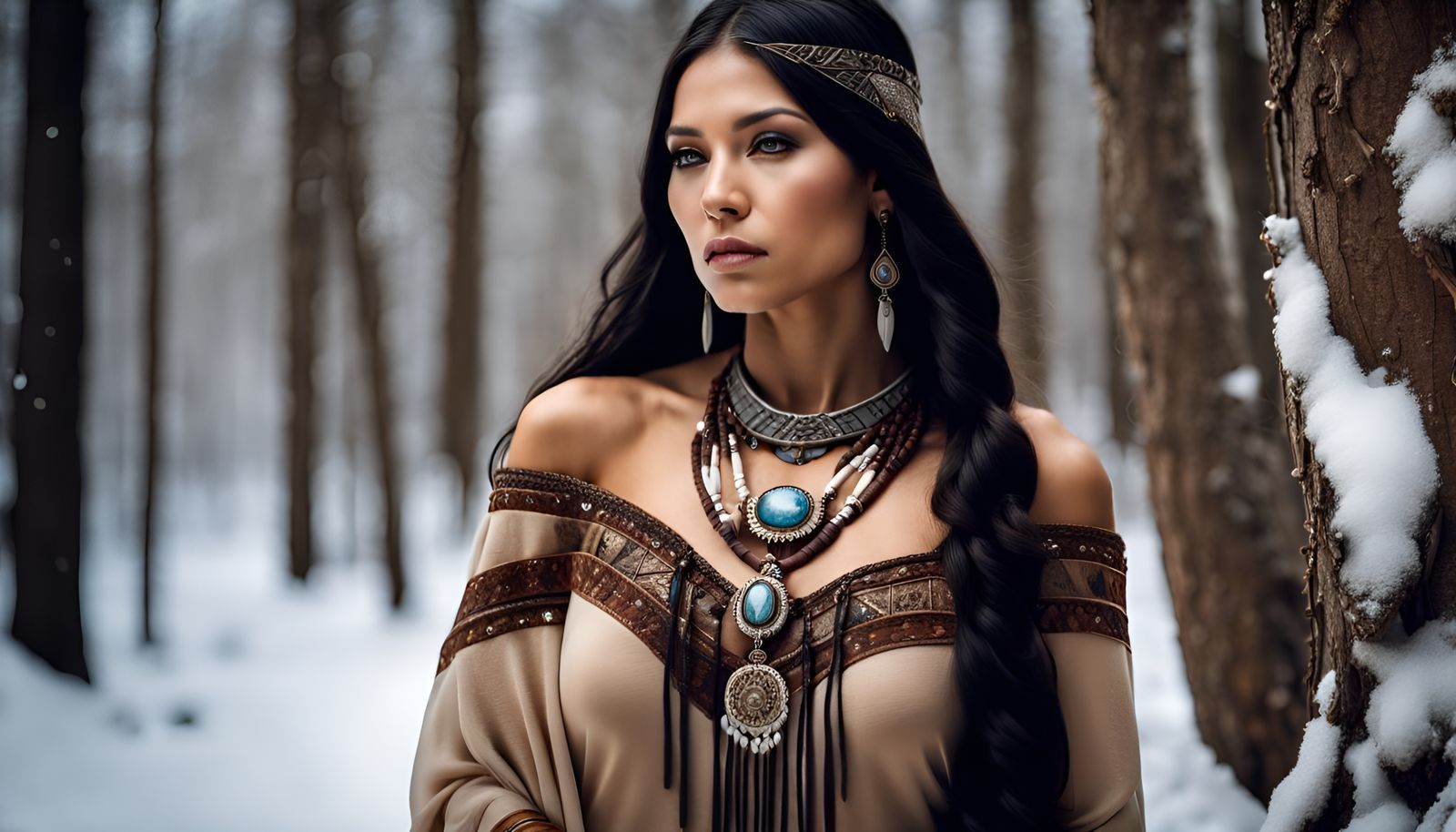 Native American Winter - AI Generated Artwork - NightCafe Creator