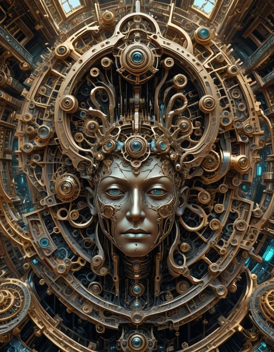Extremely intricate detail, clear facial features, A massive 3D ...