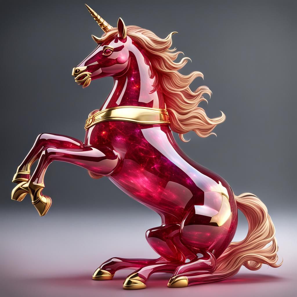 A rearing unicorn in ruby - AI Generated Artwork - NightCafe Creator
