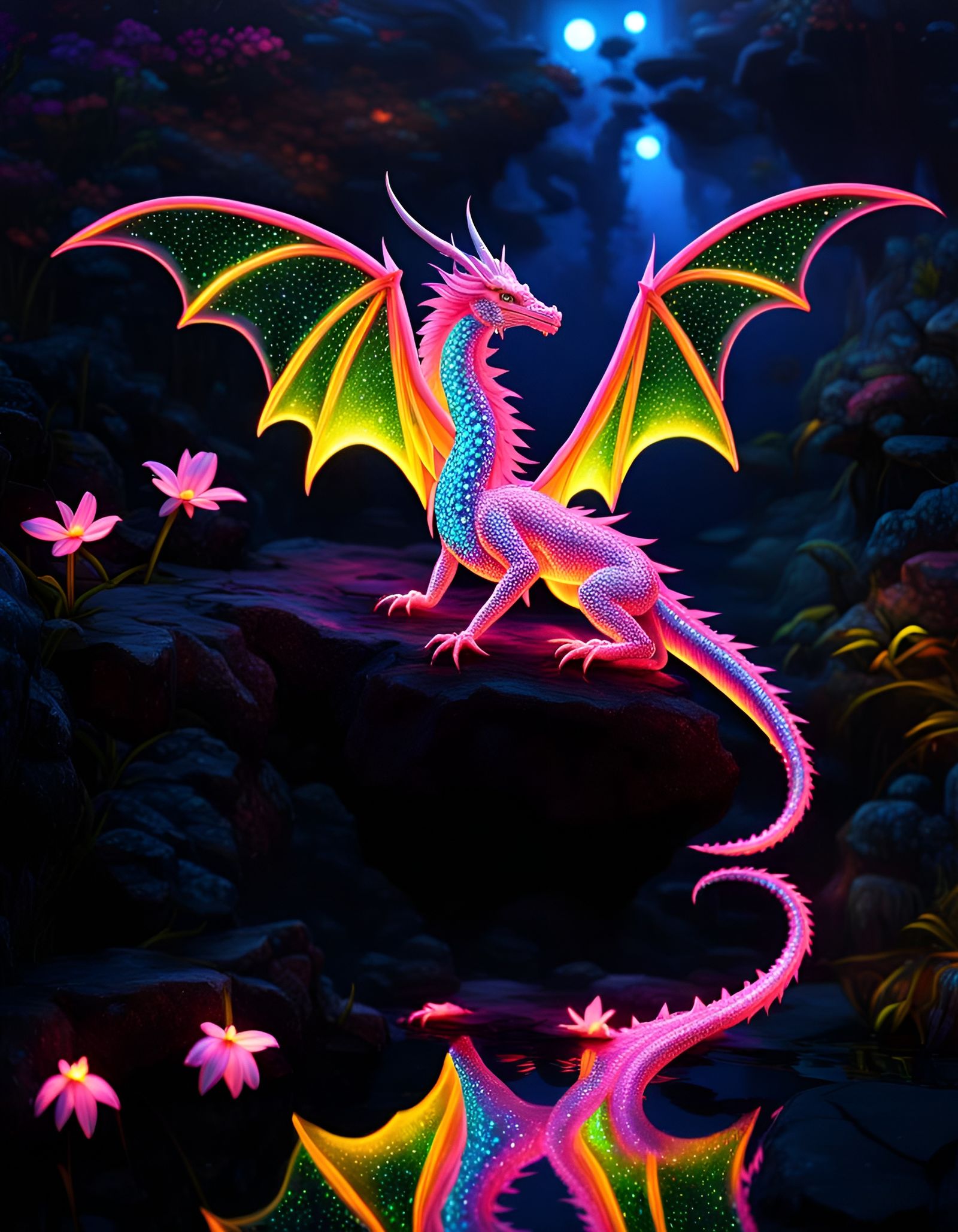 Bioluminescent Fairy Dragon - AI Generated Artwork - NightCafe Creator