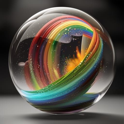 Glass sphere with rainbow splash , ultra detailed , colour dept, Epic ...