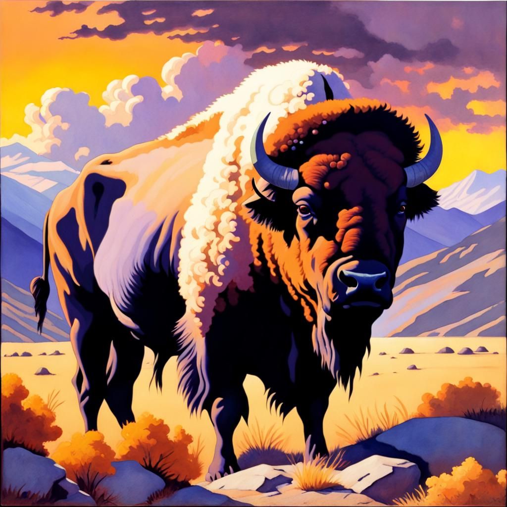 Sunset on the Buffalo - AI Generated Artwork - NightCafe Creator
