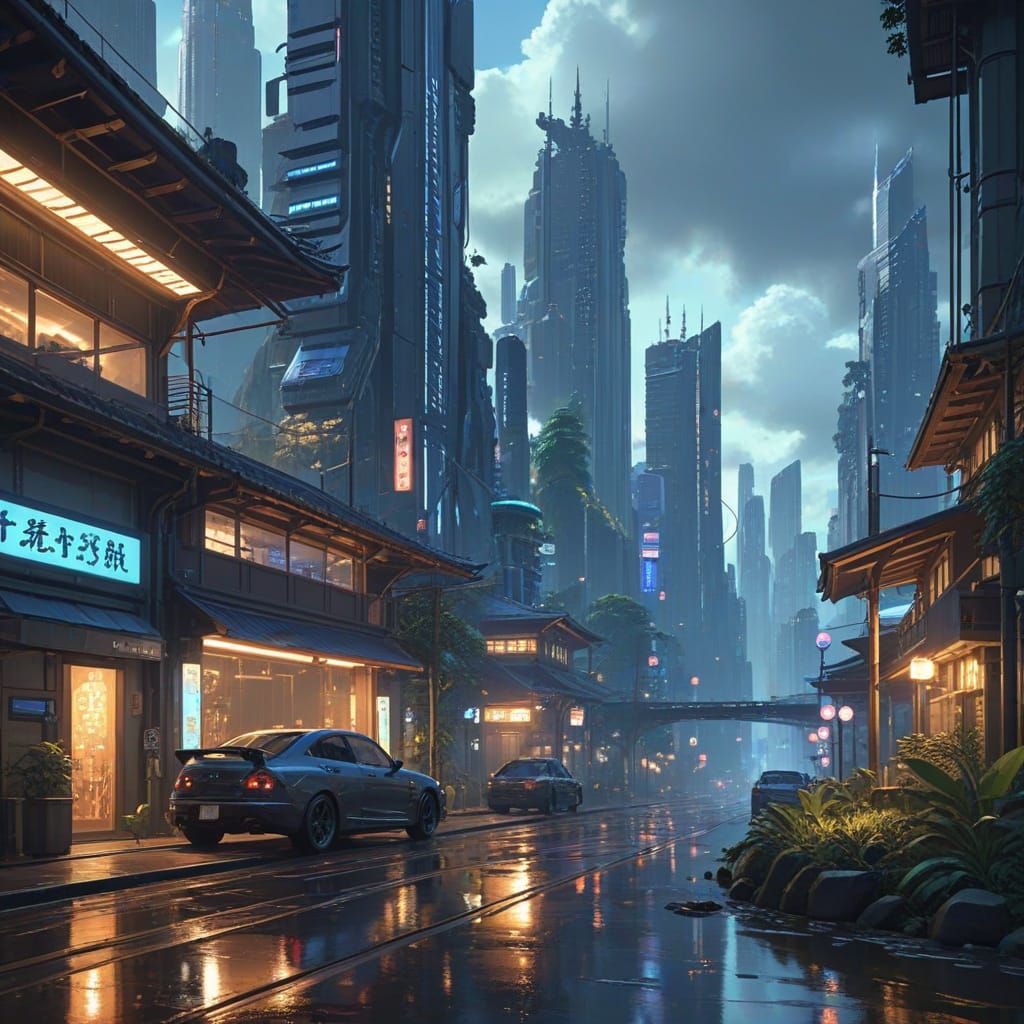 Futuristic Amazon Cityscape in 3D Anime Art - AI Art