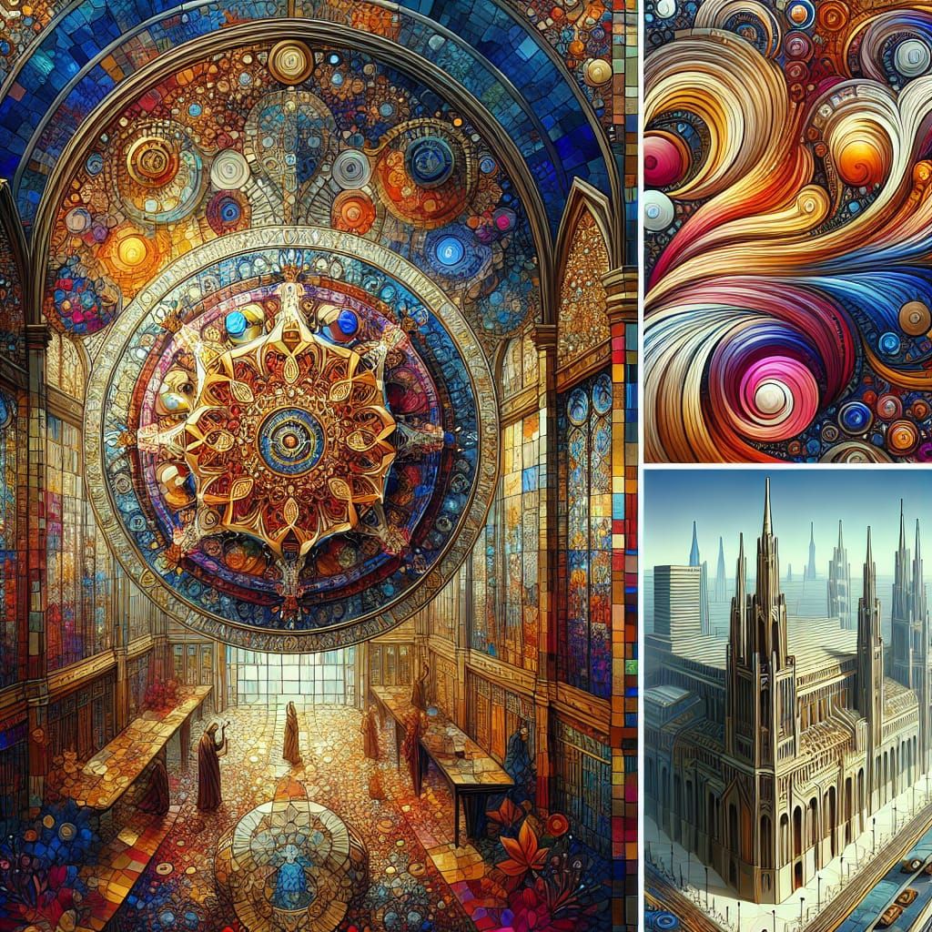 stained glass window mandala pattern, inspired by Gustav Klimt, Ravi ...