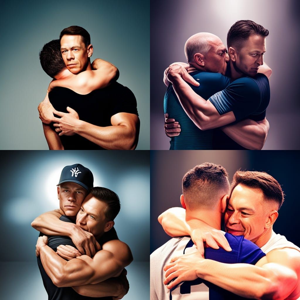 john cena hugging elon musk - AI Generated Artwork - NightCafe Creator
