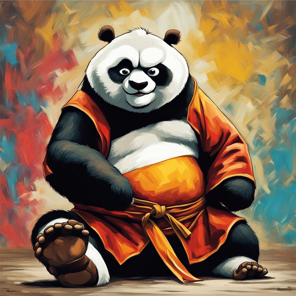 Pop Art Kung Fu Panda in Oil Painting Style - AI Generated Artwork ...