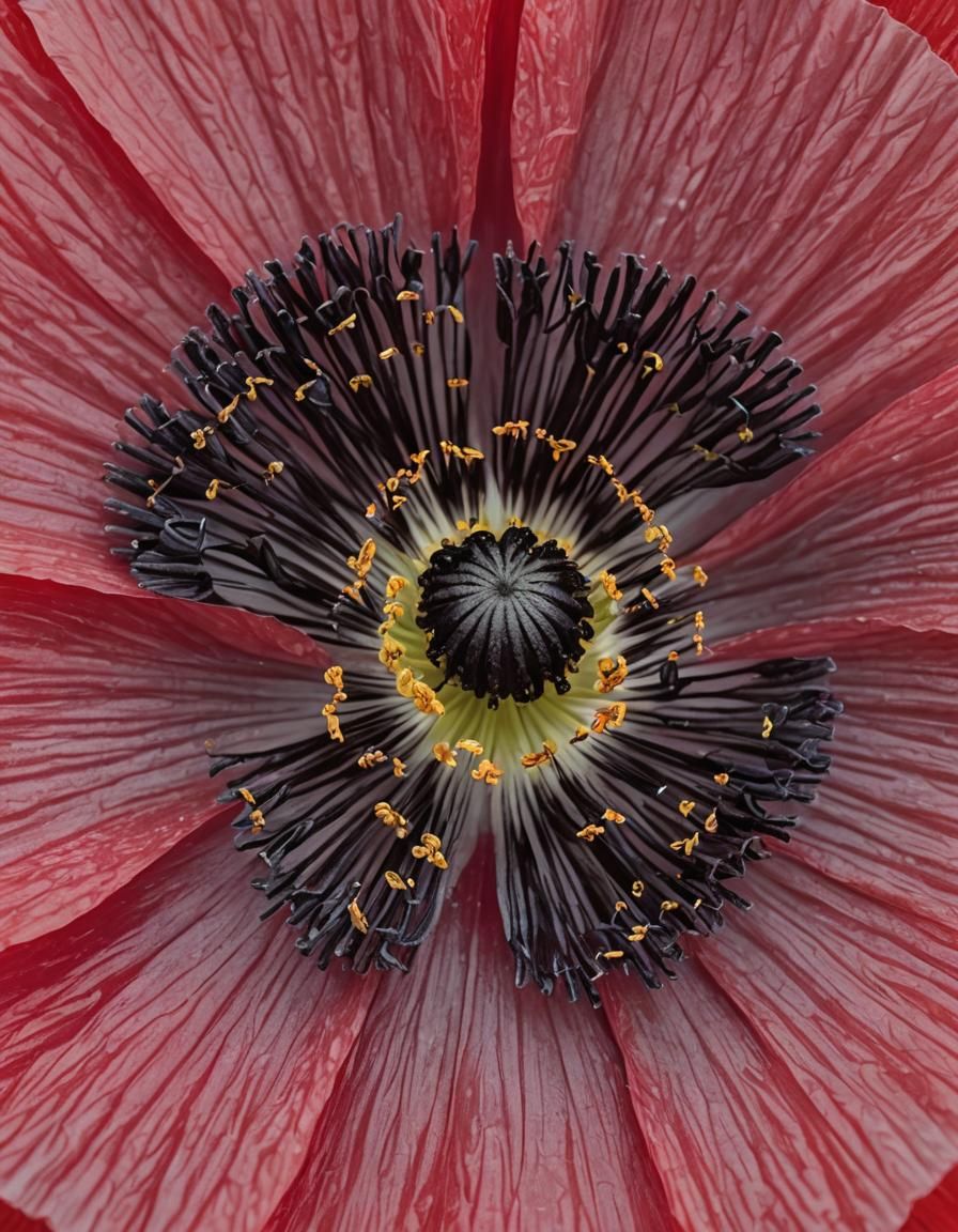 Close up of the centre of a red French poppy - AI Generated Artwork ...