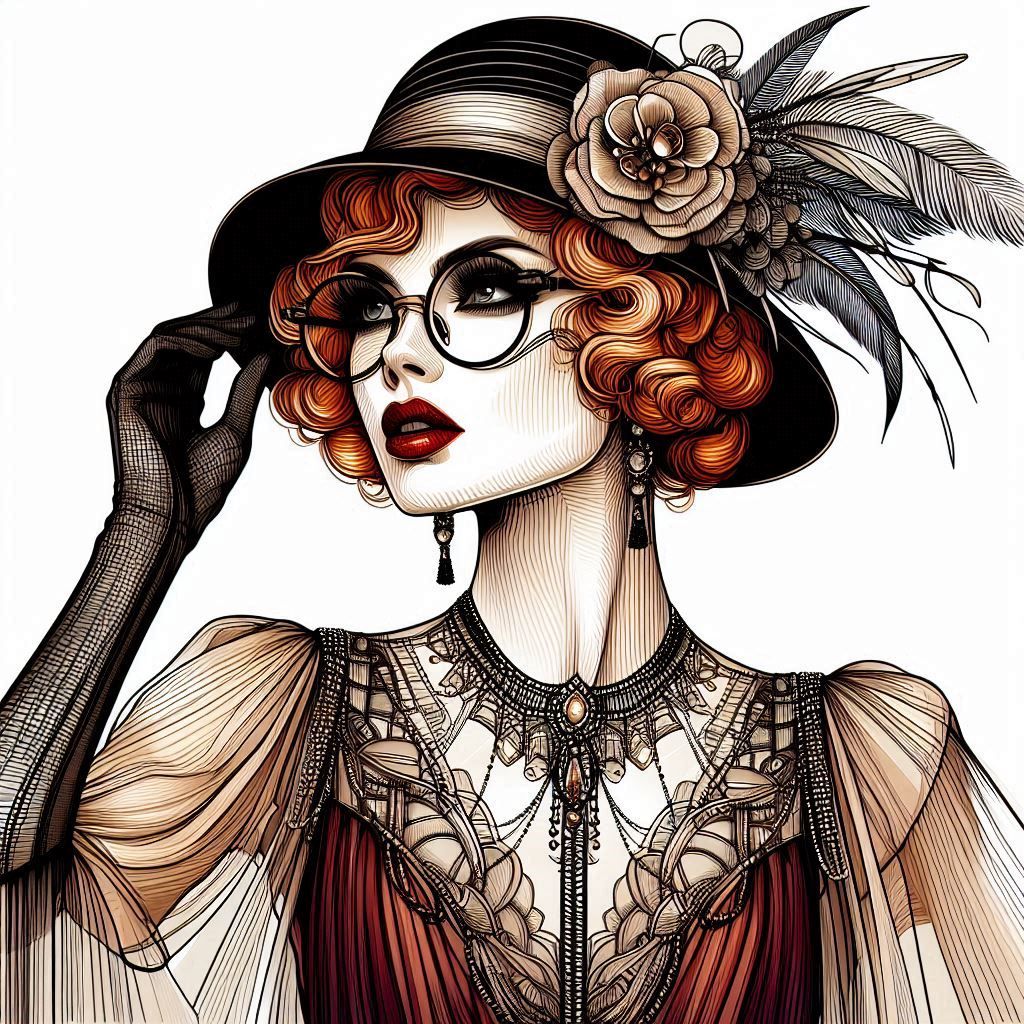 Flapper Girl - glasses - AI Generated Artwork - NightCafe Creator
