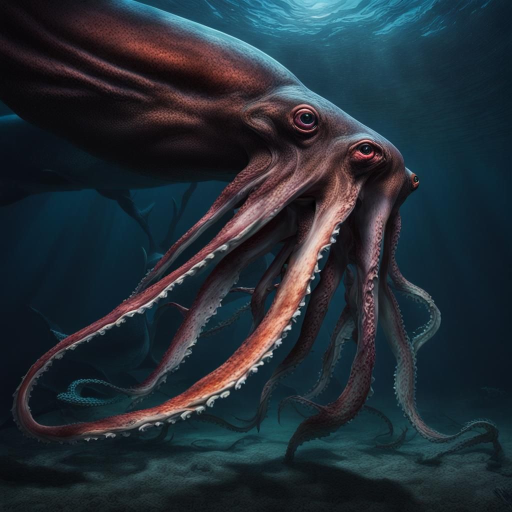 Giant abysal squid - AI Generated Artwork - NightCafe Creator