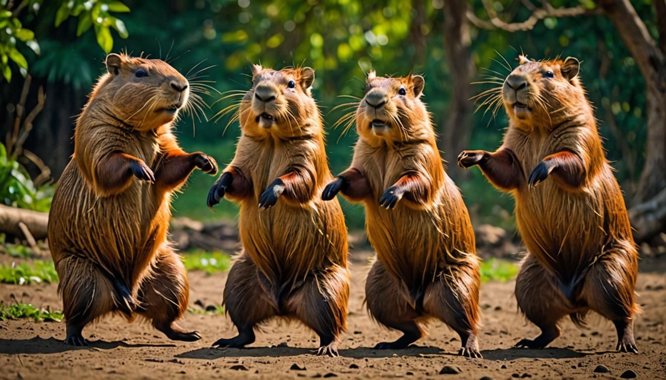 a group of capybara´s dancing. - AI Generated Artwork - NightCafe Creator