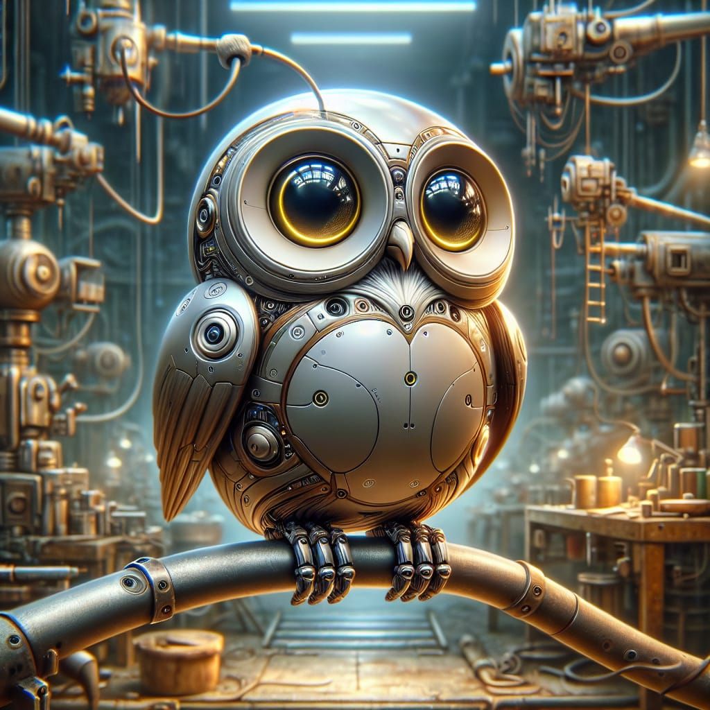 Cyborg owl - AI Generated Artwork - NightCafe Creator