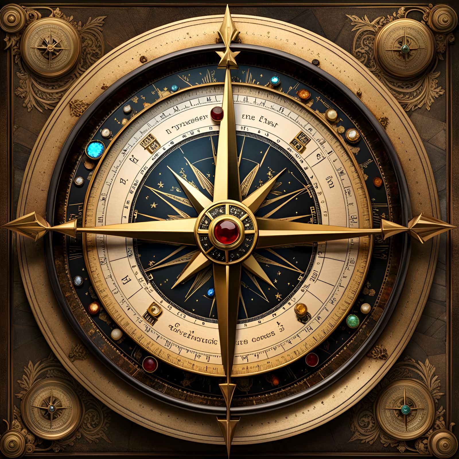 Ancient Compass with Sunsystem - AI Generated Artwork - NightCafe Creator