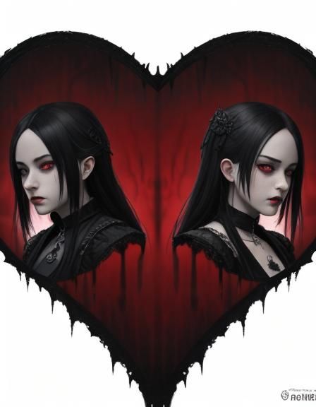 Gothic Red heart& gothic vibes& horror vibes& hyperdetailed intricately ...