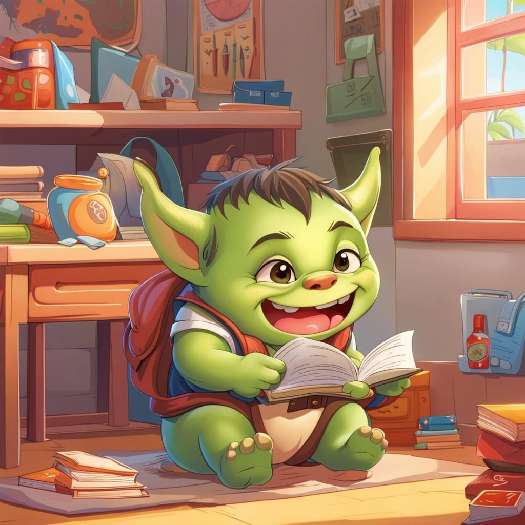 Baby Ogre First Day at School - AI Generated Artwork - NightCafe Creator