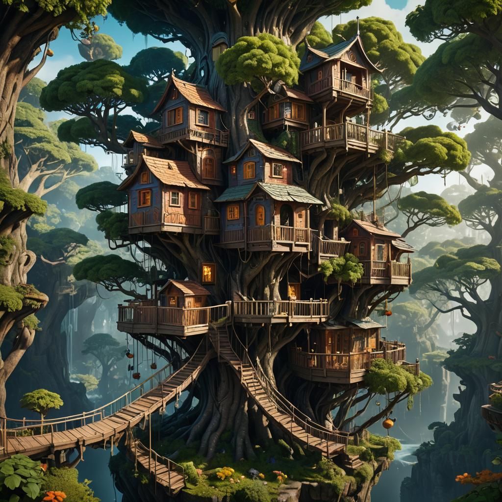 the most unusual treehouse - AI Generated Artwork - NightCafe Creator