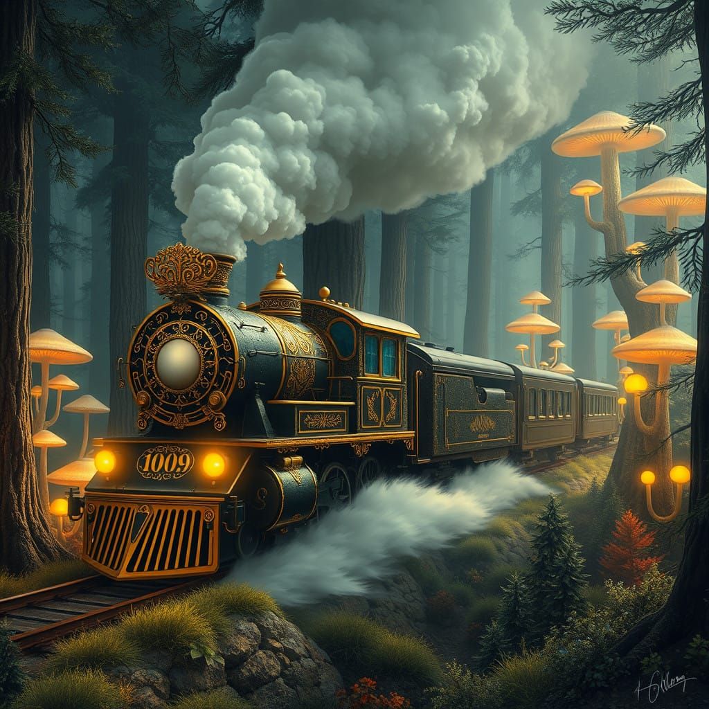 Train fantasy - Ethereal Train Chugs through Enchanted Fores...