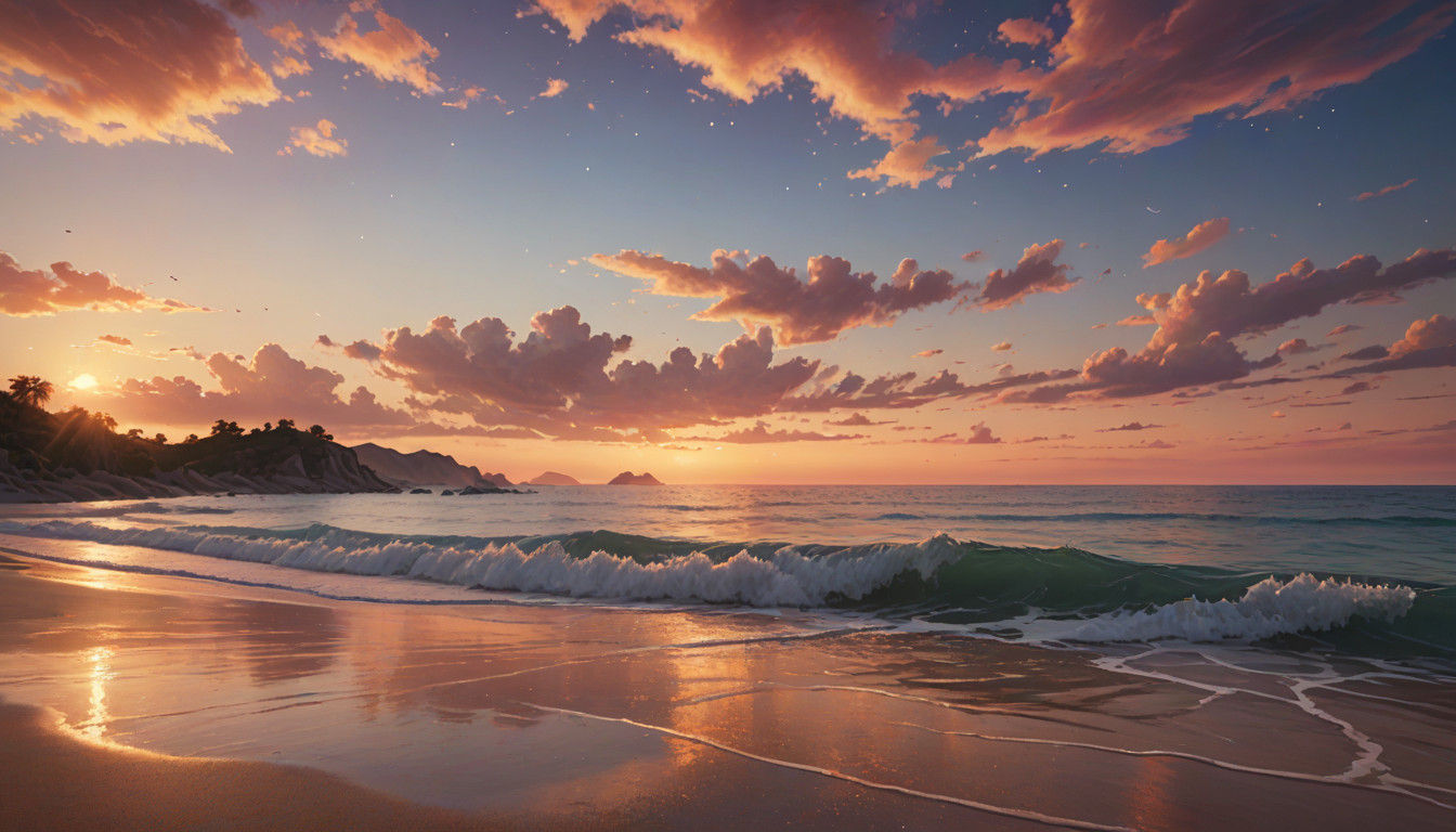 Vibrant Ocean Sunset Masterpiece in Hyperrealistic... - AI Art