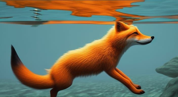 Swimming Fox - AI Generated Artwork - NightCafe Creator