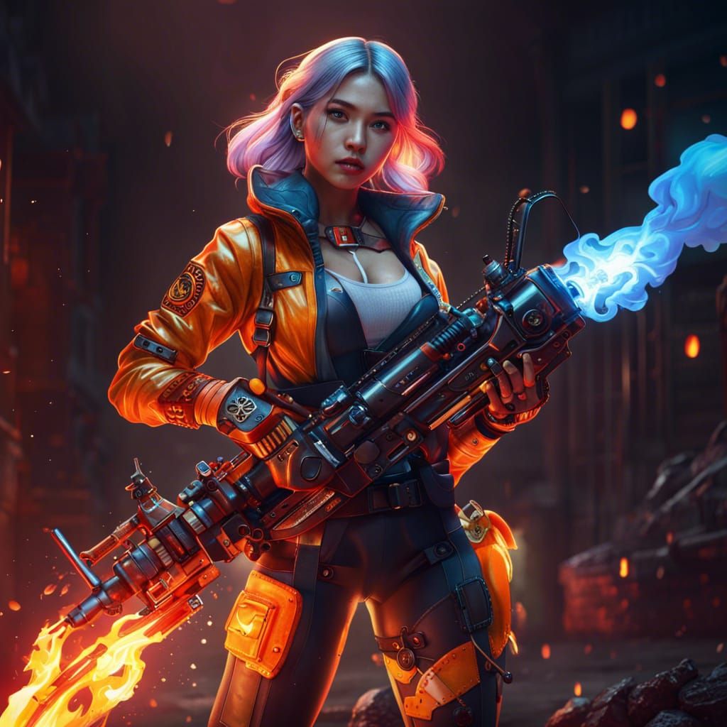 K-pop idol girl with a flamethrower - AI Generated Artwork - NightCafe ...