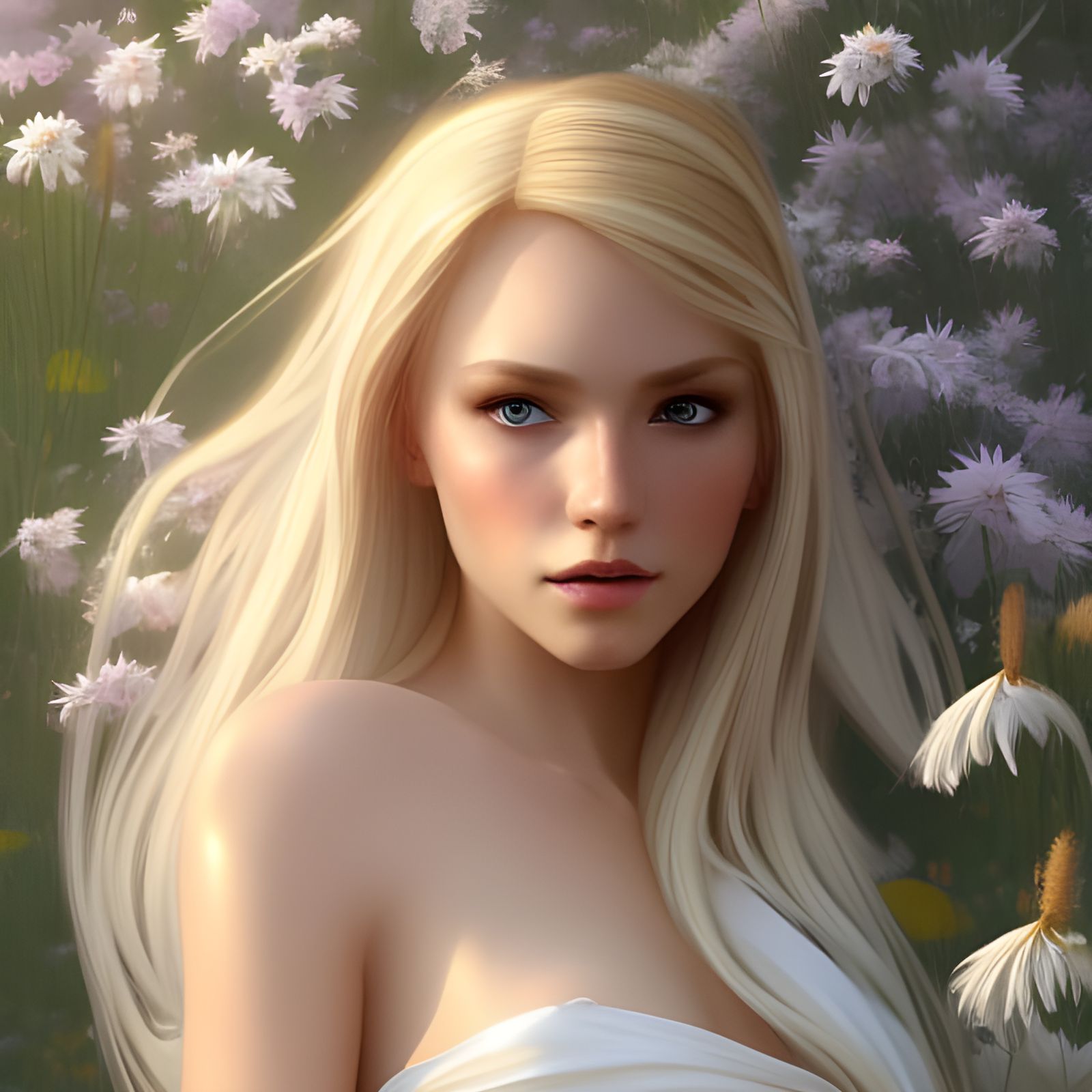 Blonde In White Dress Ai Generated Artwork Nightcafe Creator