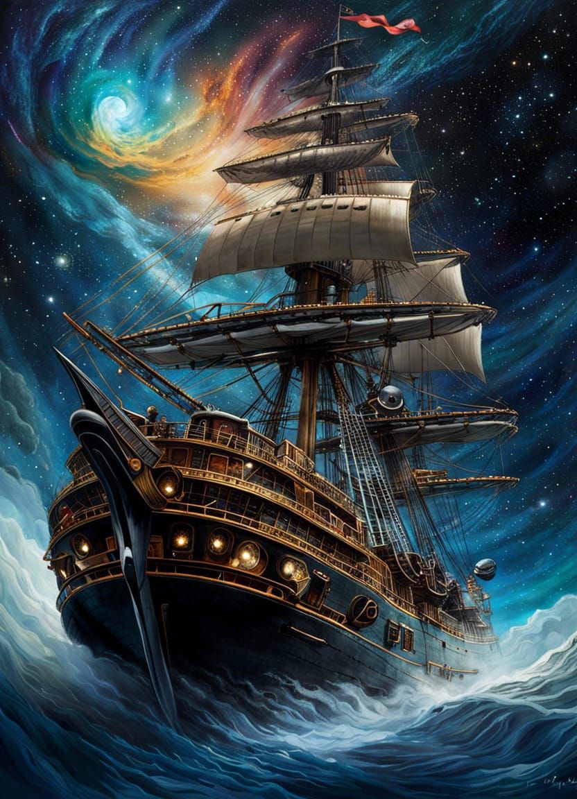 Pirate ship in space - AI Generated Artwork - NightCafe Creator