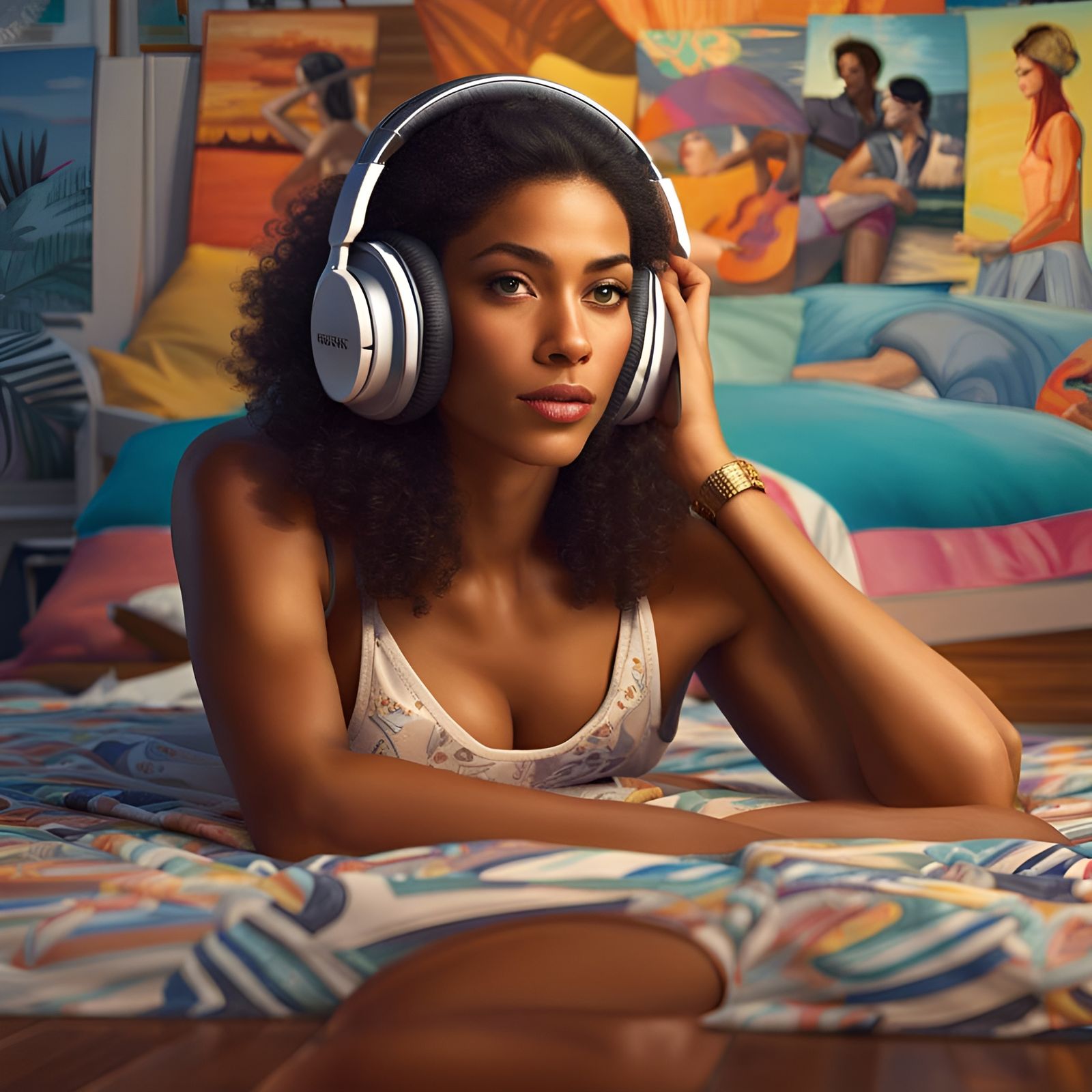 The Girl from Ipanema listening to Bossa Nova at the Beach House - AI Generated Artwork ...