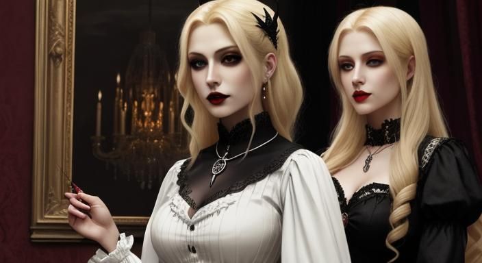 a beautiful young english blonde haired female vampire with, 36C chest ...