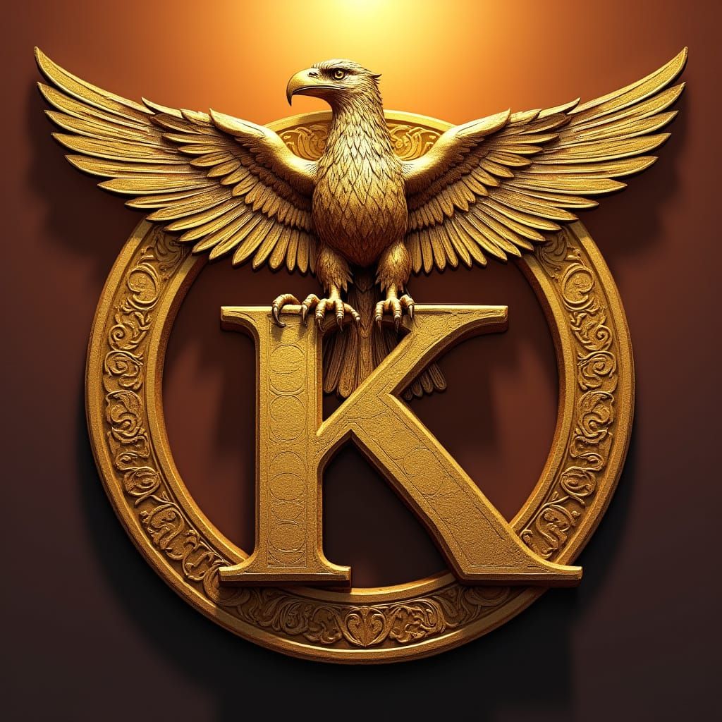 Majestic Roman Eagle Logo in Golden Script - AI Art