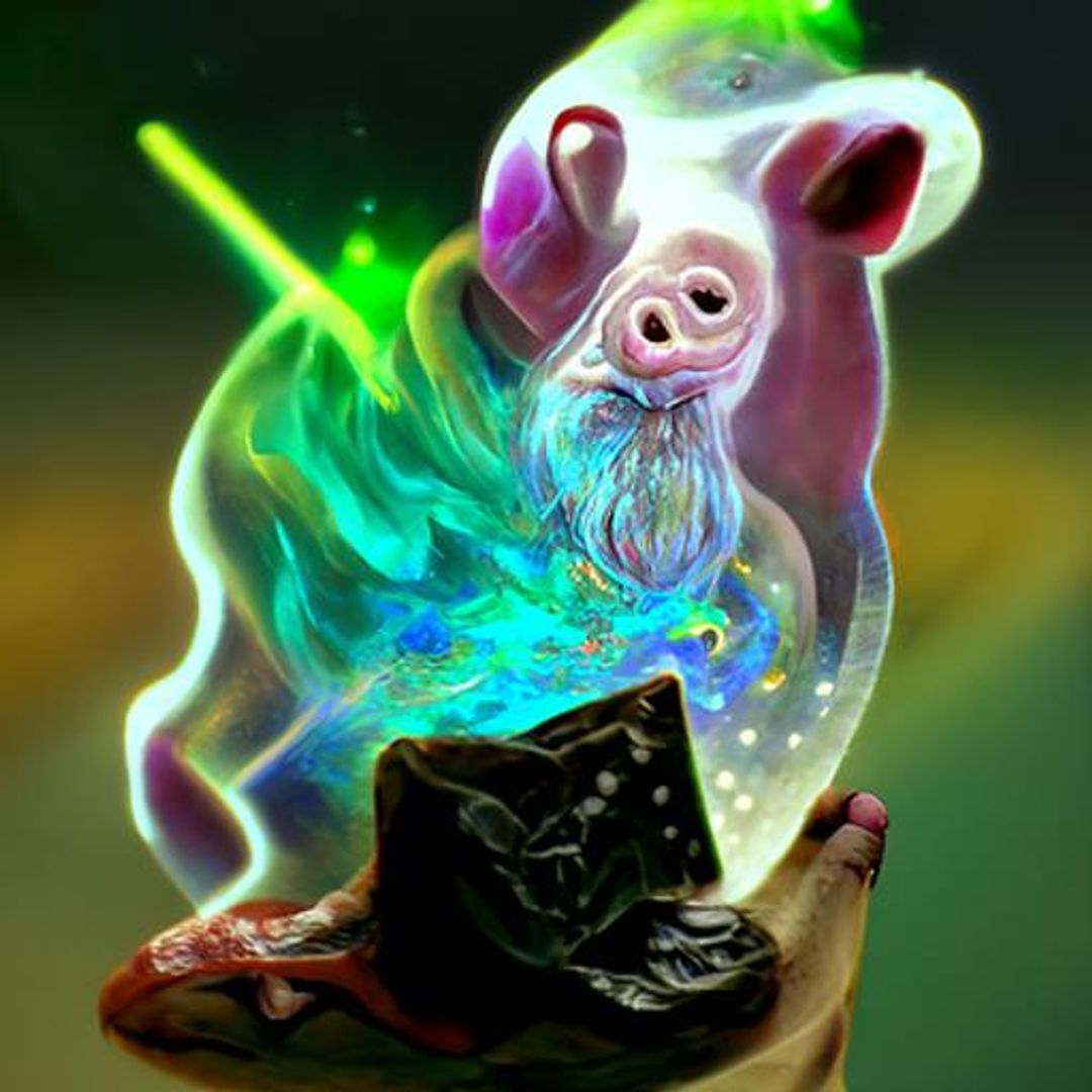 wizard pig casting spell - AI Generated Artwork - NightCafe Creator