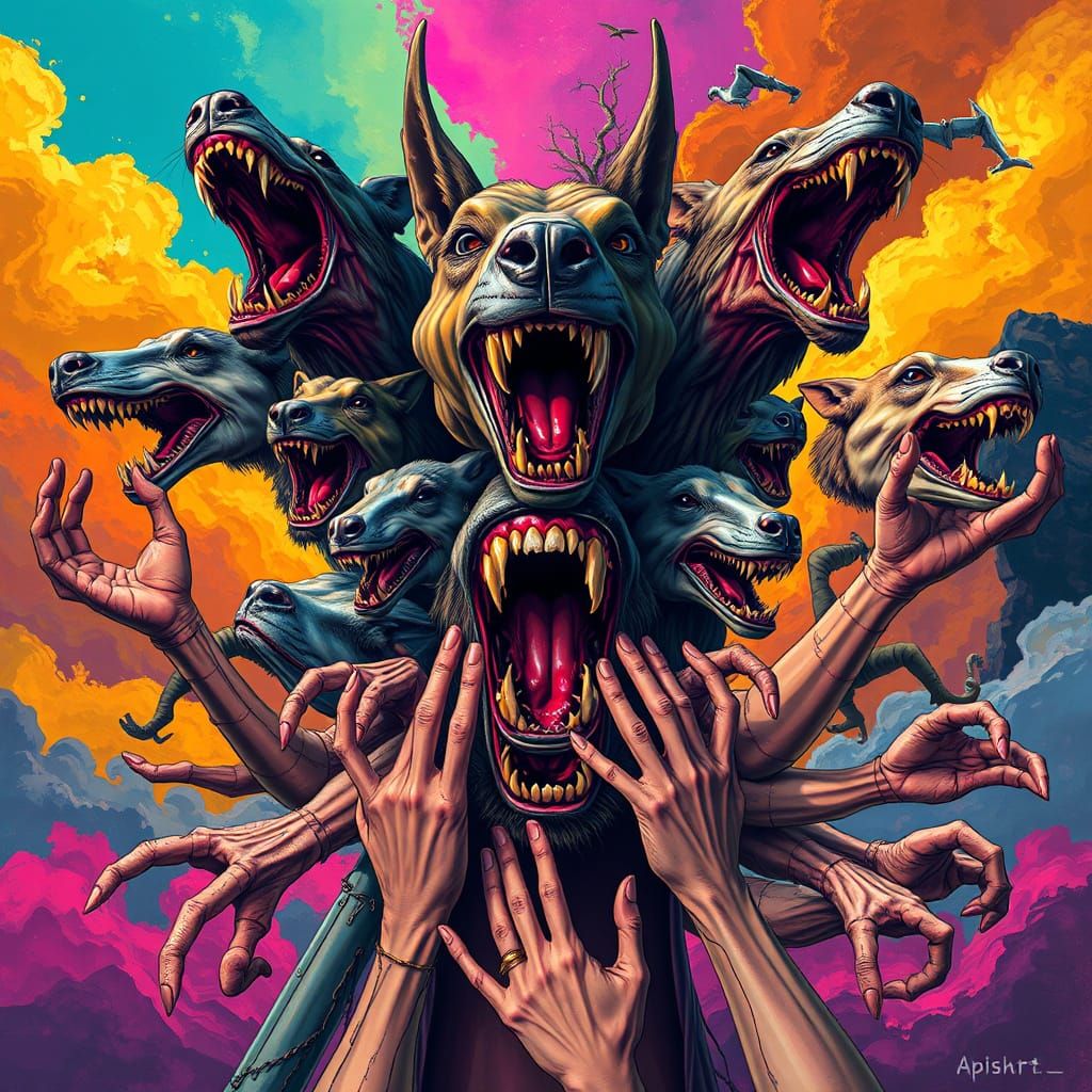 Vibrant Hiphop Album Cover with Distorted Animal H... - AI Art