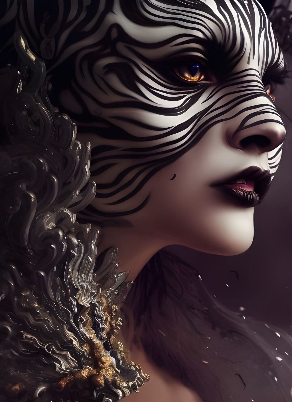 Insanely detailed photograph of An elaborate beautiful white tiger ...