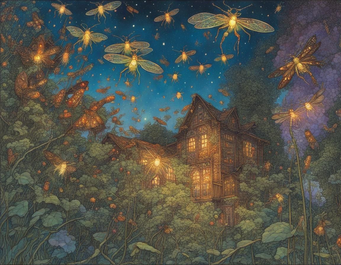 A GARDEN OF FIREFLIES - AI Generated Artwork - NightCafe Creator