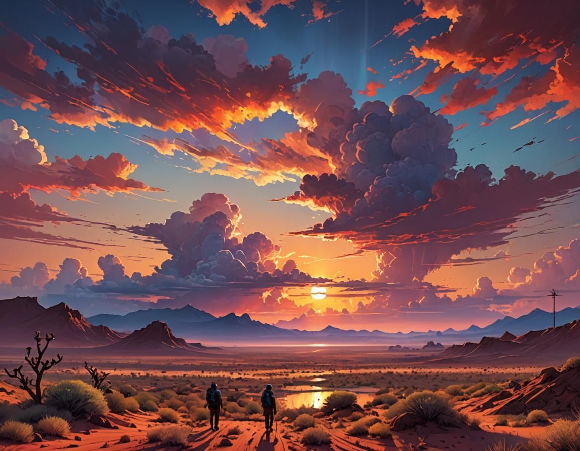 desert sunset - AI Generated Artwork - NightCafe Creator