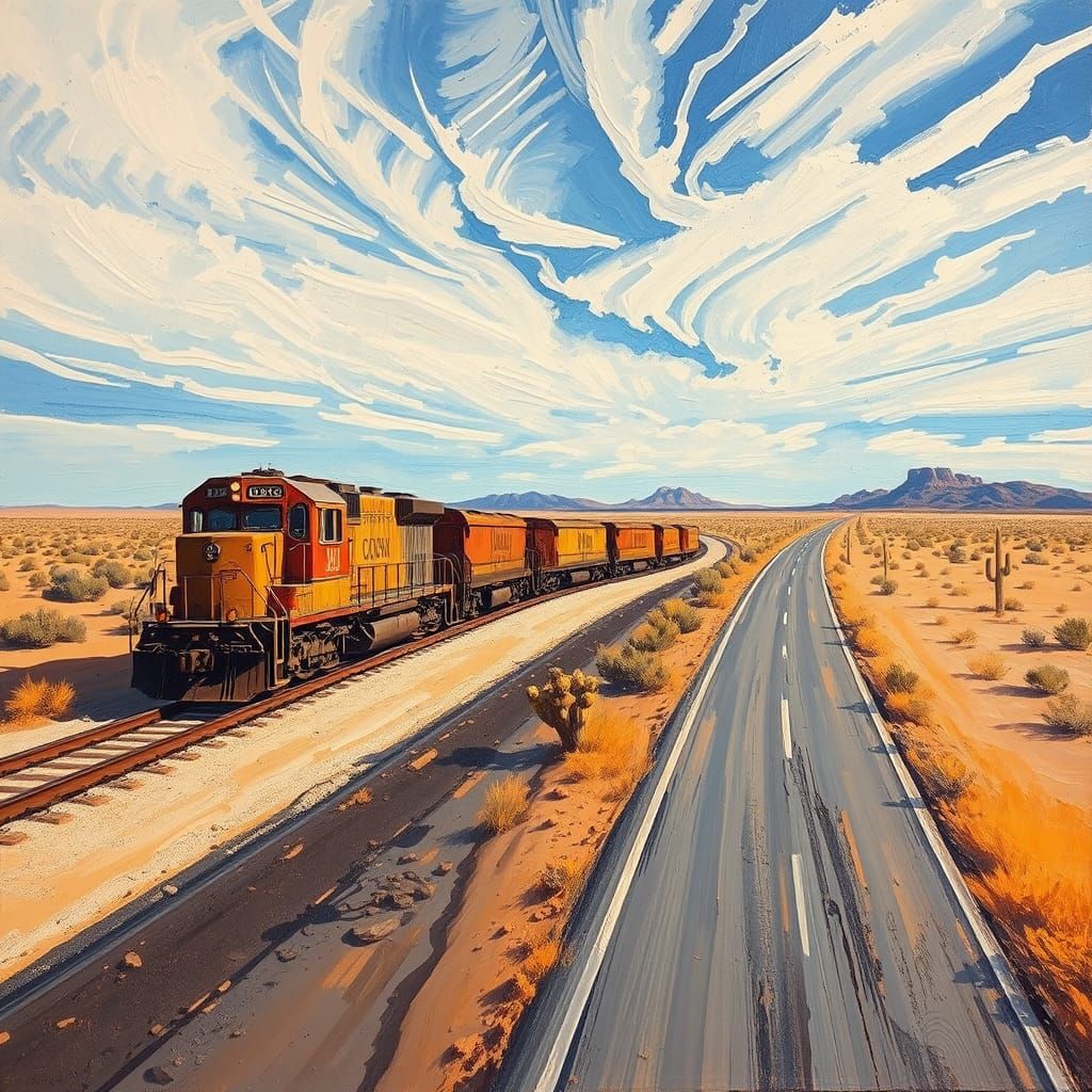 Trains Along A Desert Highway - Trains Along A Desert Highw...