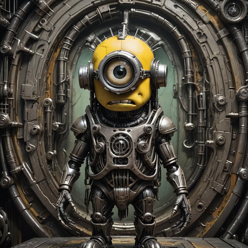 H.R. Giger style Minion - AI Generated Artwork - NightCafe Creator