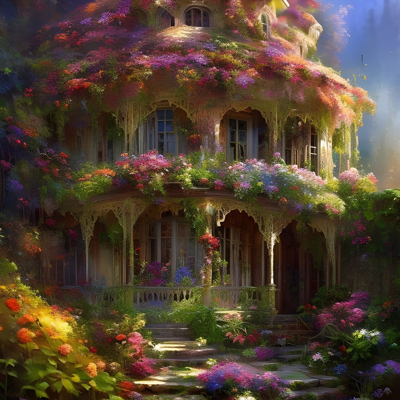 spring grew over the house - AI Generated Artwork - NightCafe Creator