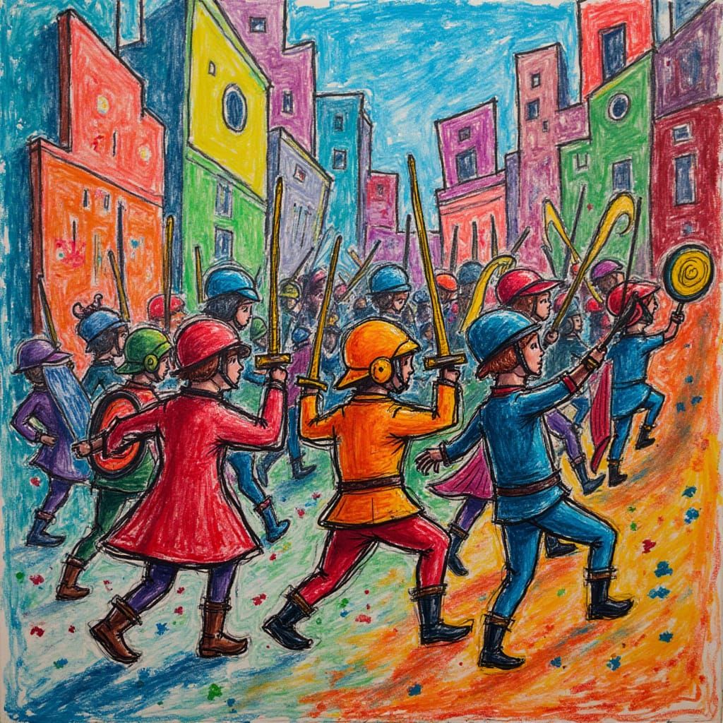 Kids Crayon drawings of politics, surreal child's drawing of colored ...